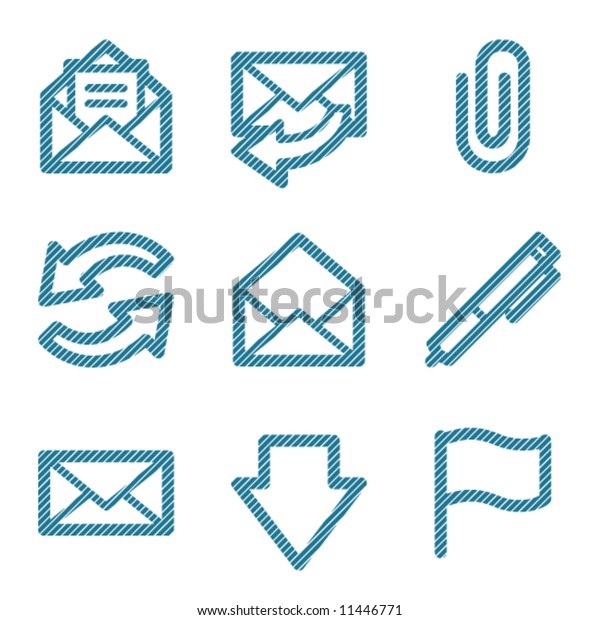 Blue Line Email Contour Icons V2 Stock Vector (Royalty Free) 11446771 ...