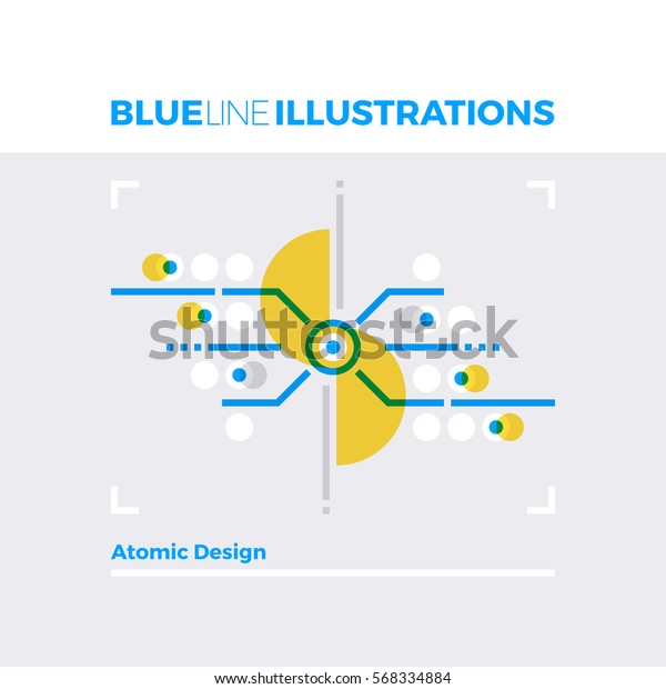 Blue Line Illustration Concept Atomic Design Stock Vector (Royalty Free ...