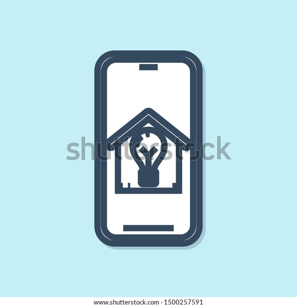 Blue Line Mobile Phone Smart House Stock Vector (Royalty Free ...