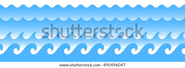 Blue Line Ocean Wave Ornament Seamless Stock Vector (Royalty Free ...
