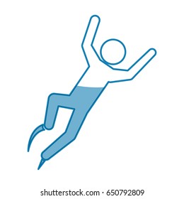 Blue Line Pictogram Man Jumping Concept Stock Vector (Royalty Free ...