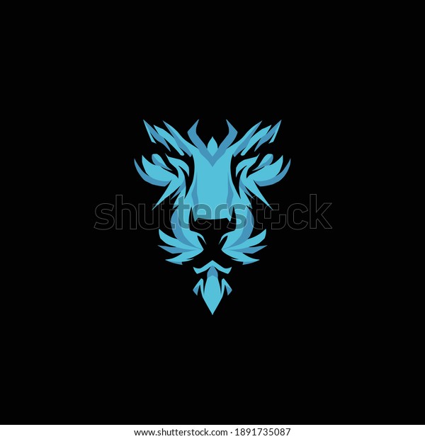 Blue Lion Face Logo Illustration Stock Vector (Royalty Free) 1891735087 ...