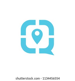 Blue Location Chat Logo Stock Vector (Royalty Free) 1134456554 ...