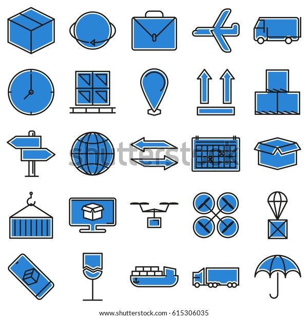 Blue Logistic Delivery Vector Icons Set Stock Vector (Royalty Free ...