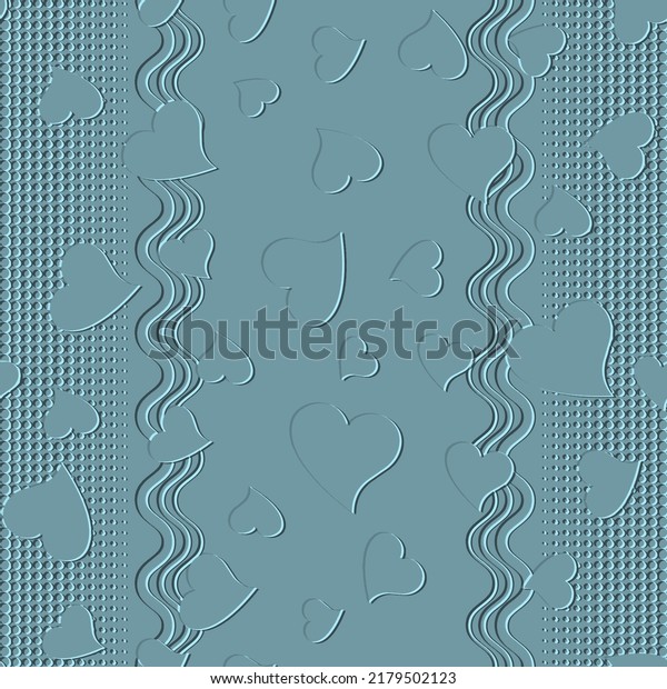 Blue Love Hearts Emboss 3d Seamless Stock Vector (Royalty Free ...