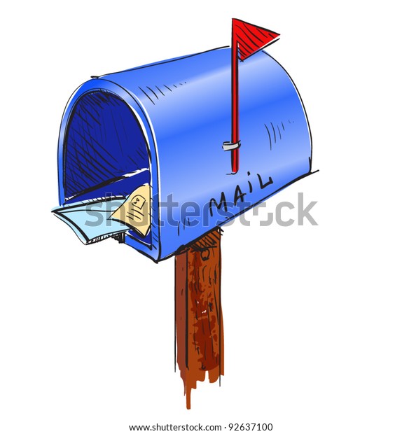 Blue Mailbox Cartoon Icon Stock Vector (Royalty Free) 92637100 ...