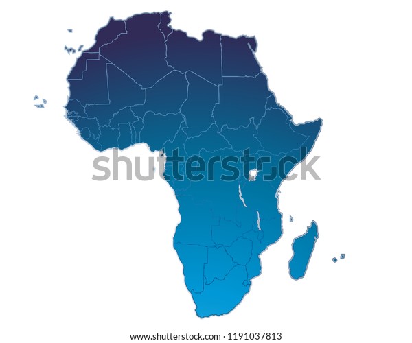 Blue Map Africa Stock Vector (Royalty Free) 1191037813 | Shutterstock