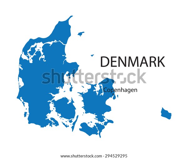 Blue Map Denmark Indication Copenhagen Stock Vector (Royalty Free ...