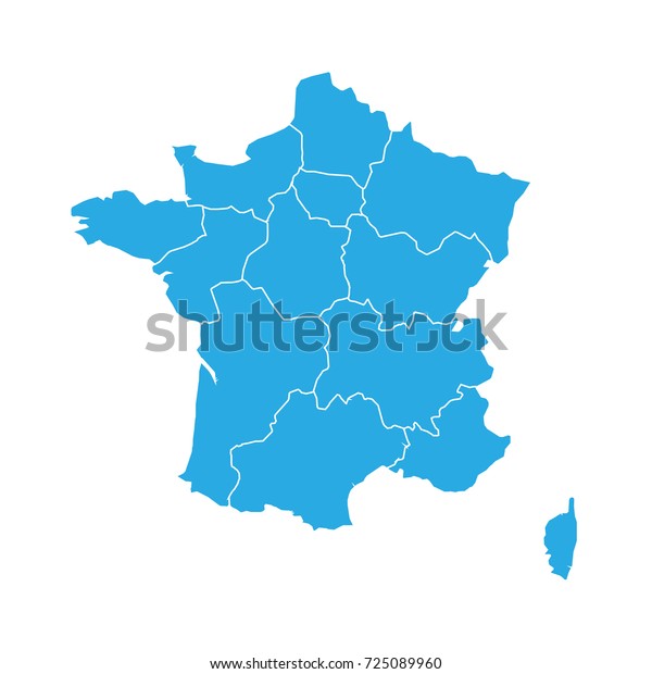 Blue Map France Divided Into 13 Stock Vector (Royalty Free) 725089960 ...