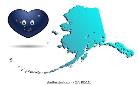 Blue Map State Alaska Heart Flag Stock Vector (Royalty Free) 278185118 ...