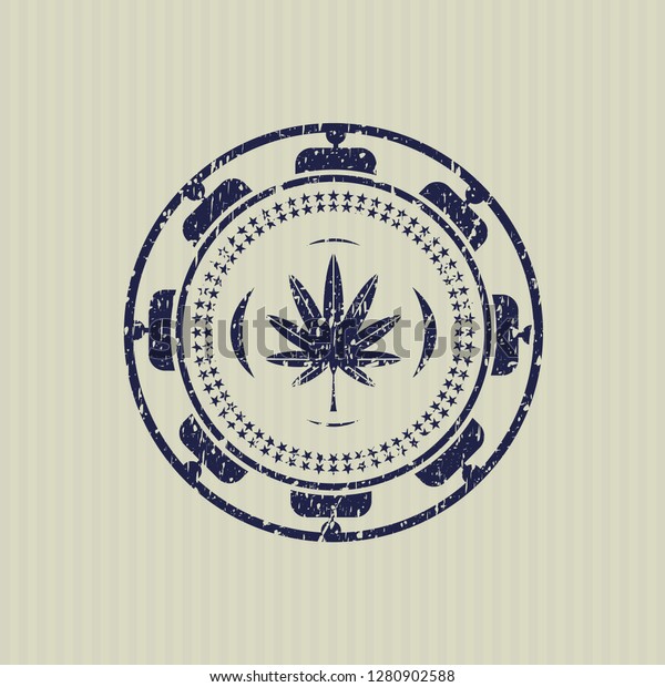Blue Marijuana Leaf Weed Icon Rubber Stock Vector (Royalty Free ...