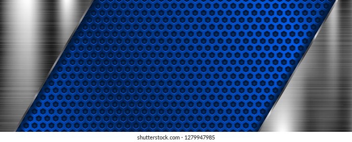 Blue Metal Perforated 3d Texture Vector Stock Vector (Royalty Free ...