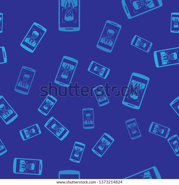 Blue Mobile Phone Face Recognition Icon Stock Vector (Royalty Free ...
