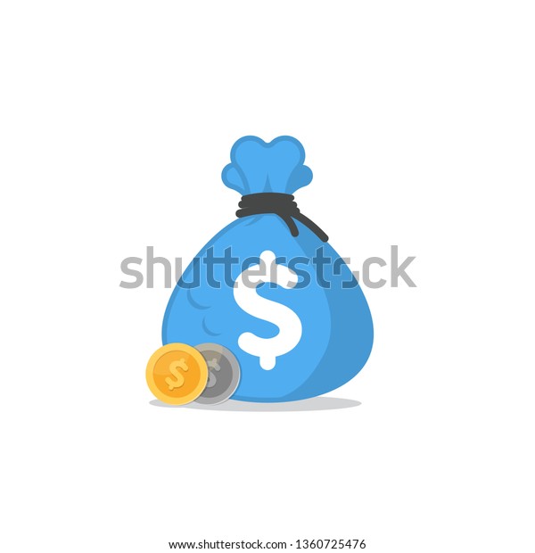 Blue Money Bag Vector Icon Moneybag Stock Vector (Royalty Free) 1360725476