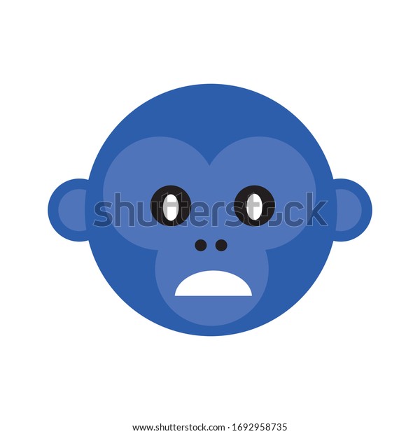 Vektor Stok Blue Monkey Emoticon Sad Face (Tanpa Royalti) 1692958735 ...