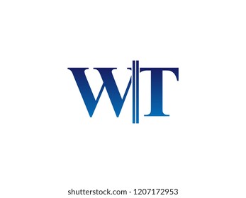 Blue Monogram Logo Letter Wt Sliced Stock Vector (Royalty Free ...