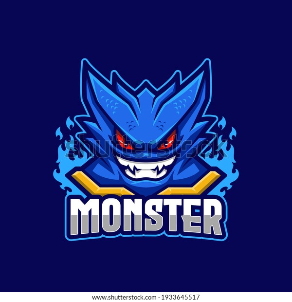 Blue Monster Esport Logo Template Stock Vector (Royalty Free) 1933645517