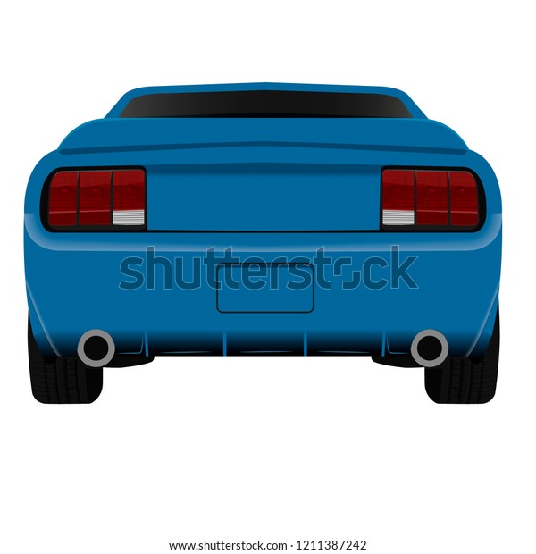 Blue Muscle Car Back View Isolated Stock Vector (Royalty Free ...