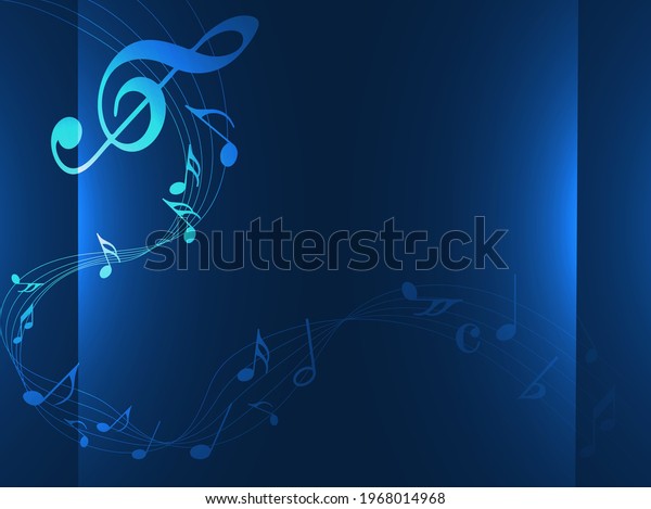 Blue Music Notes Background Musical Notes Stock Vector (Royalty Free ...