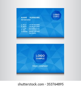 Blue Name Card Design Template Vector Stock Vector (Royalty Free ...