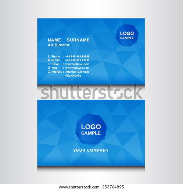 Blue Name Card Design Template Vector Stock Vector (Royalty Free ...