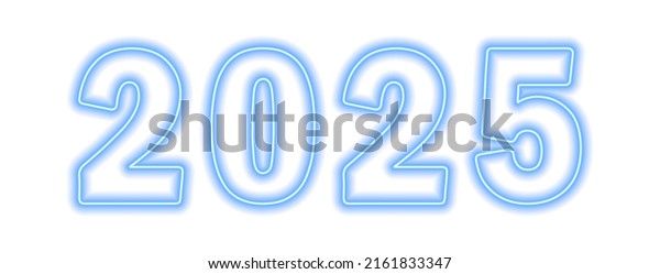 Blue Neon Colored 2025 Year Isolated Stock Vector (Royalty Free ...