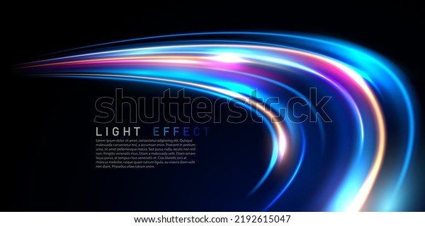 Blue Neon Light Line Design Blur Stock Vector (Royalty Free) 2192615047 ...