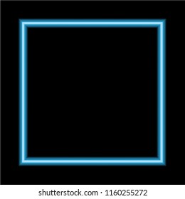 Blue Neon Light Square Frame Black Stock Vector (Royalty Free ...