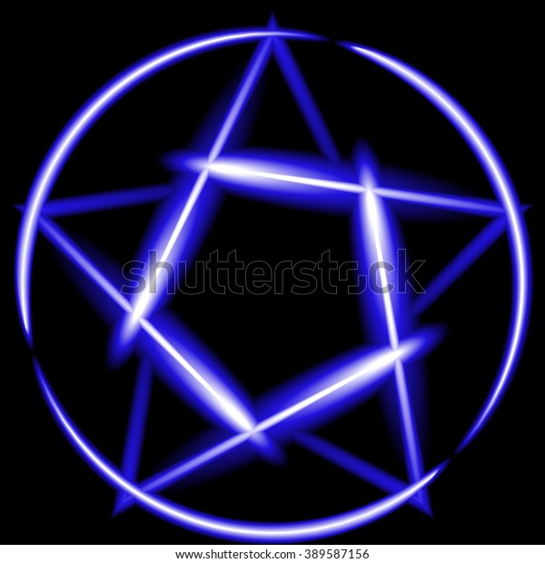 Blue Neon Pentagram Black Background Stock Vector (Royalty Free ...