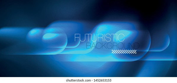 Blue Neon Round Shapes Techno Background Stock Vector (Royalty Free ...