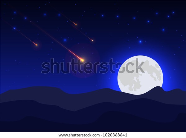Blue Night Sky Background Super Moonfire Stock Vector (Royalty Free ...