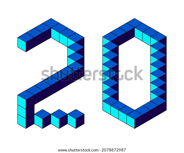 Blue Number 20 Cubes Isolated On Stock Vector (Royalty Free) 2078872987 ...