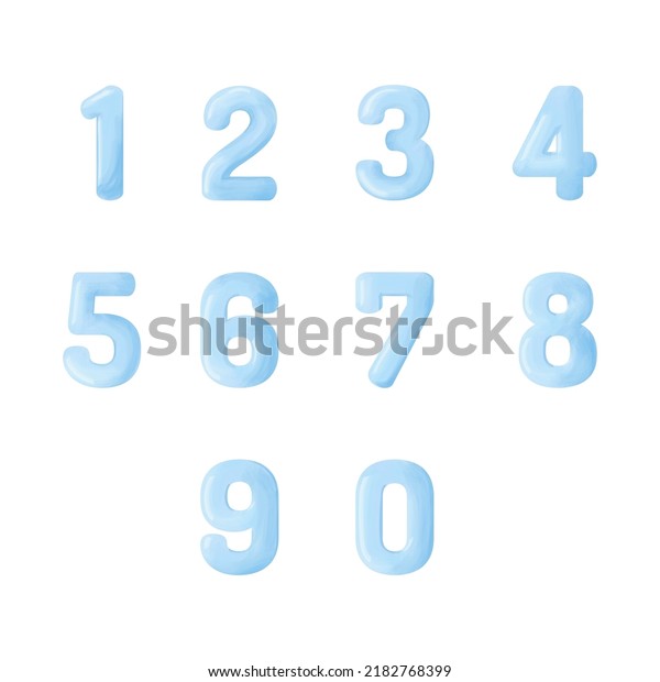 Blue Numbers Set Watercolor Effect Vector Stock Vector (Royalty Free ...