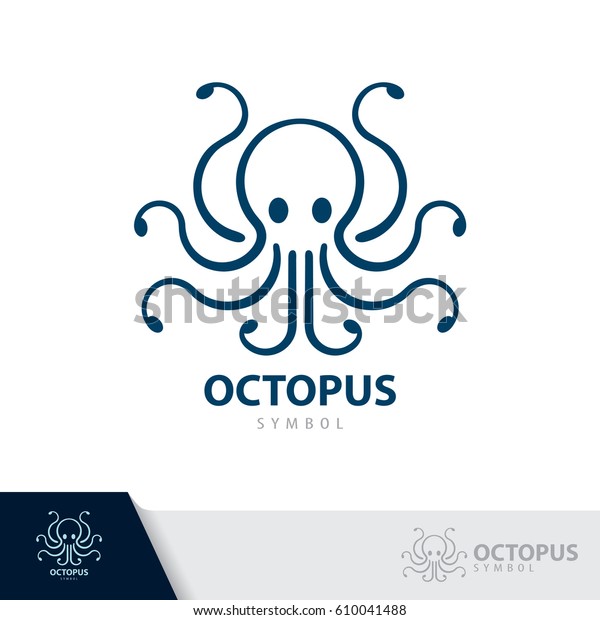 Blue Octopus Symbol Icon Isolated On Stock Vector (Royalty Free) 610041488