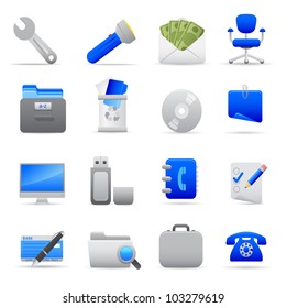 Blue Office Icons Professional Vector Set Stock Vector (Royalty Free ...