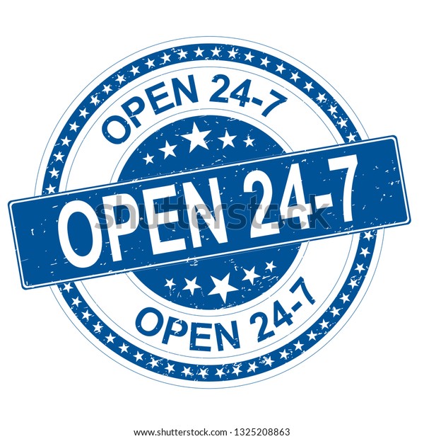Blue Open 24 7 Round Grungy Stock Vector (Royalty Free) 1325208863 ...