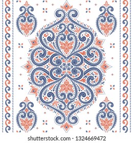 Blue Orange Ornamental Seamless Pattern Vintage Stock Vector (Royalty ...