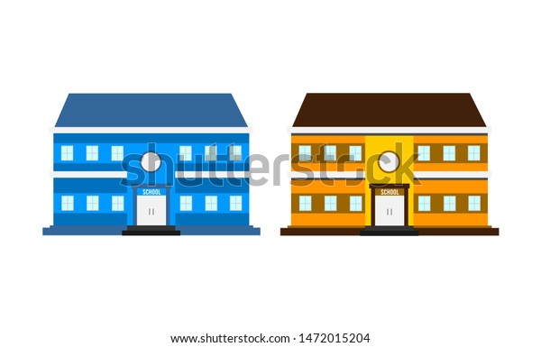 Blue Orange School Building Vector Stock Vector (Royalty Free ...