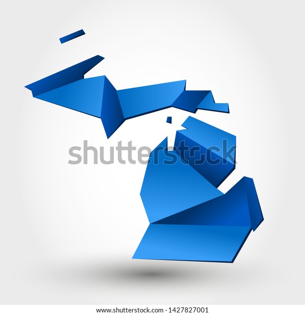 Blue Origami Map Michigan Stock Vector (Royalty Free) 1427827001 ...