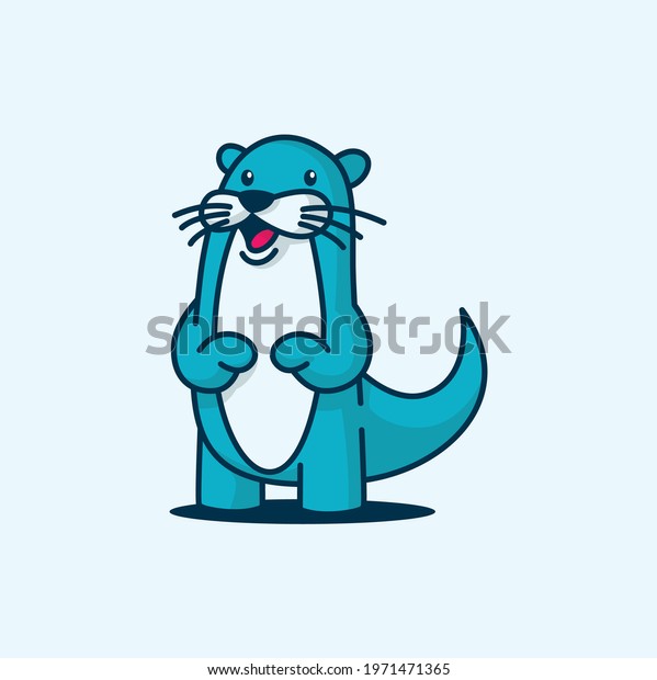 Blue Otter Cartoon Mascot Logo Design Stock Vector (Royalty Free ...