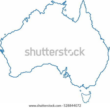 Blue Outline Australia Map On White Stock Vector (Royalty Free ...