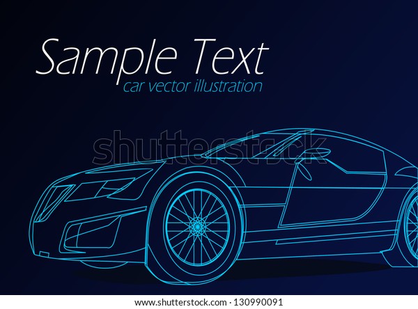 Blue Outline Car Background Stock Vector (Royalty Free) 130990091