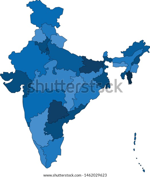 Blue Outline India Map On White Stock Vector (Royalty Free) 1462029623 ...