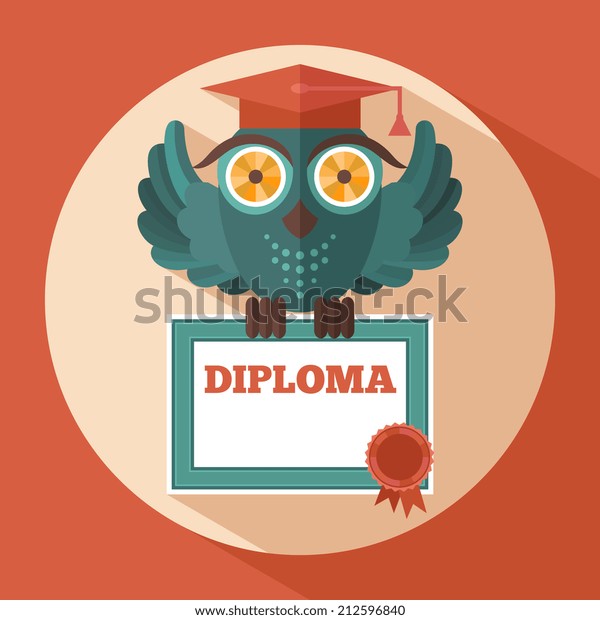 Blue Owl Graduation Cap Holding Diploma Stock Vector (Royalty Free ...
