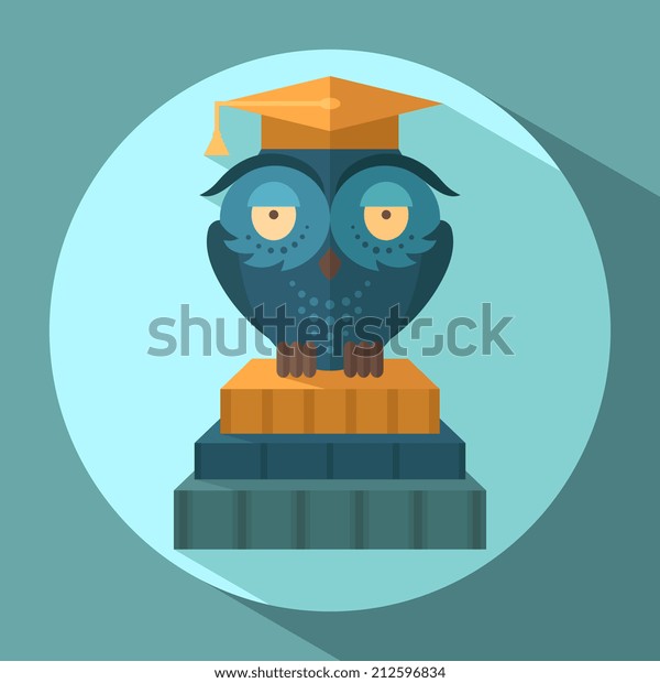 Blue Owl Graduation Cap Sitting On Stock Vector (Royalty Free) 212596834