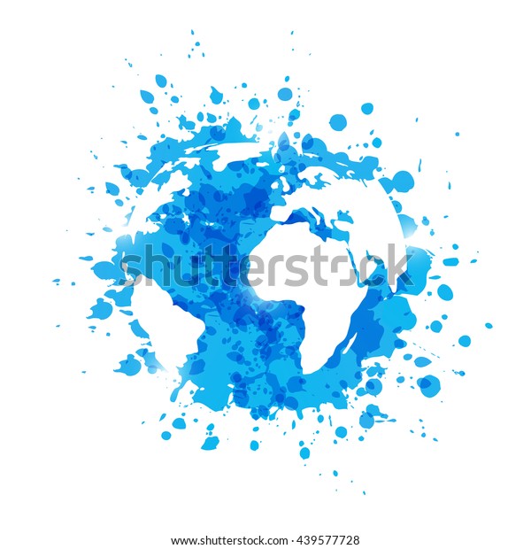 Blue Paint Splashes Map Silhouette Stock Vector (Royalty Free ...