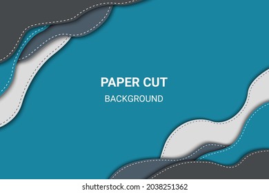 Blue Paper Cut Background Design Template Stock Vector (Royalty Free ...