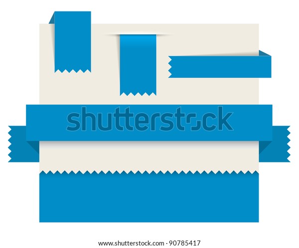 Blue Paper Tags Vector Ribbons Stripes Stock Vector (Royalty Free ...