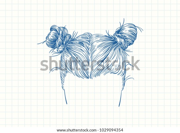 Blue Pen Sketch On Square Grid Stock Vector (Royalty Free) 1029094354 ...