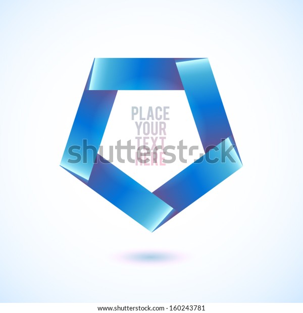 Blue Pentagon Shape On White Background: vector de stock (libre de ...